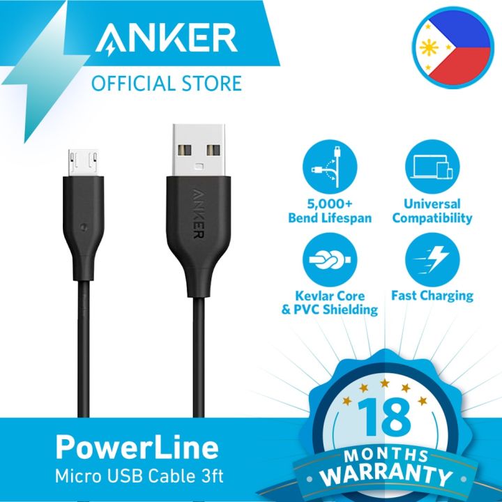 Anker Powerline Micro USB Cable, 3ft Fast Charger, for Android, Tablet ...