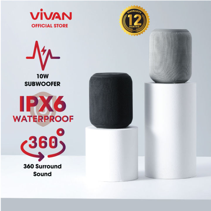 VIVAN VS12 Bluetooth Speaker Wireless Waterproof IPX6 Audio Portable ...