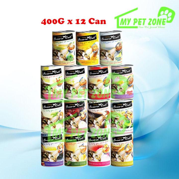 Fussie Cat Wild Caught Tuna / Seafood Series Premium Cat Canned Wet Food 400G x 12 cans | Lazada