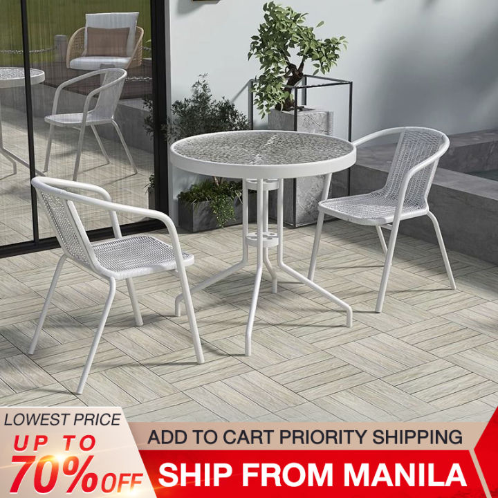 BAIERDI Outdoor table and chair combination balcony small table and ...