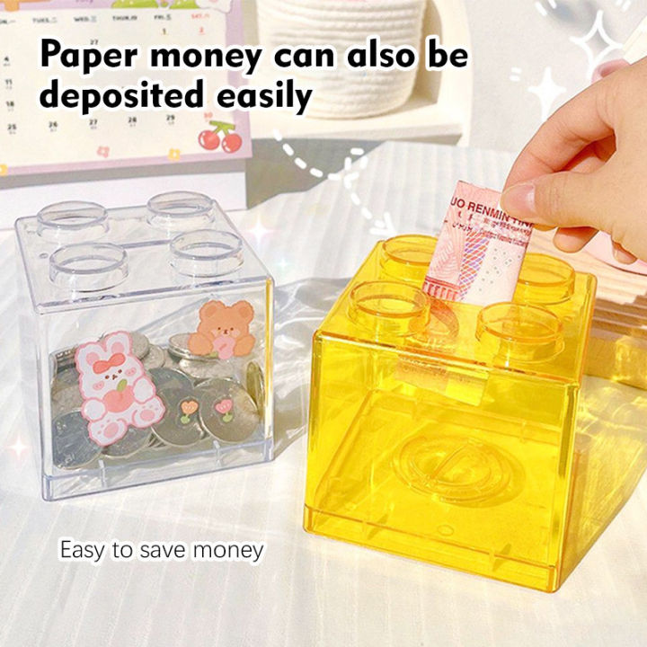 [24H SHIPPING] Acrylic Clear Piggy Bank Storage Coin Box Stackable ...