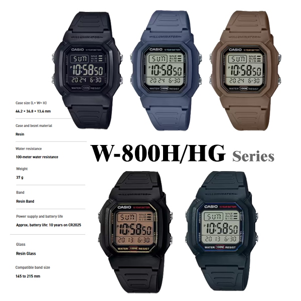 [10 YEARS BATTERY LIFE ] CASIO BASIC DIGITAL MEN WATCH W-800H / W-800HG ...