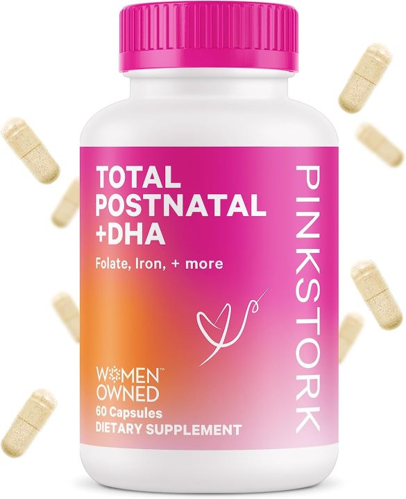 Pink Stork Total Postnatal Vitamin with Omega 3 DHA, Postpartum ...