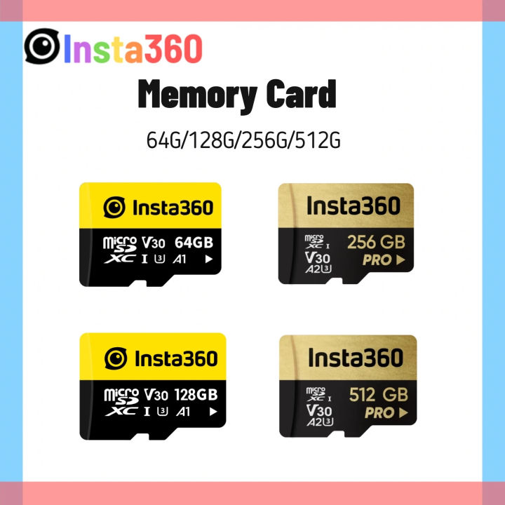Insta360 Micro SD Memory Card 64G 128G A1 V30 U3 and 256G 512G A2 For ...