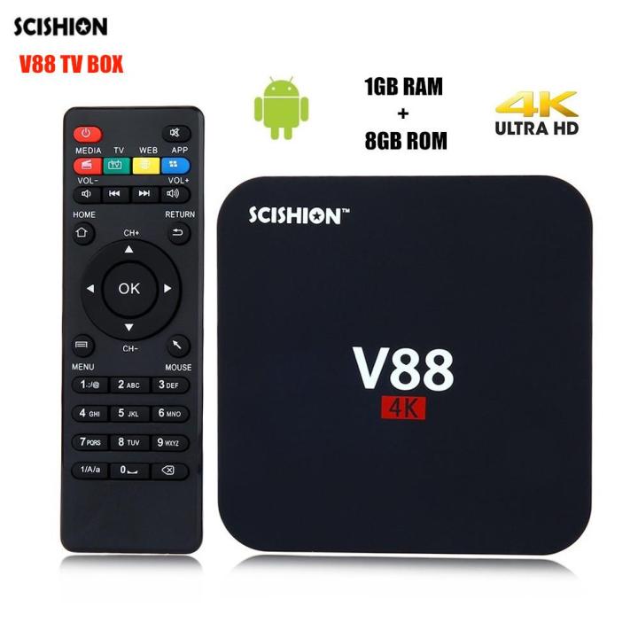 V88 TV Box Rockchip 3229 Quad Core 4K H.265 1GB DDR3 RAM 8GB eMMC ROM Mini PC Android Set Top ...