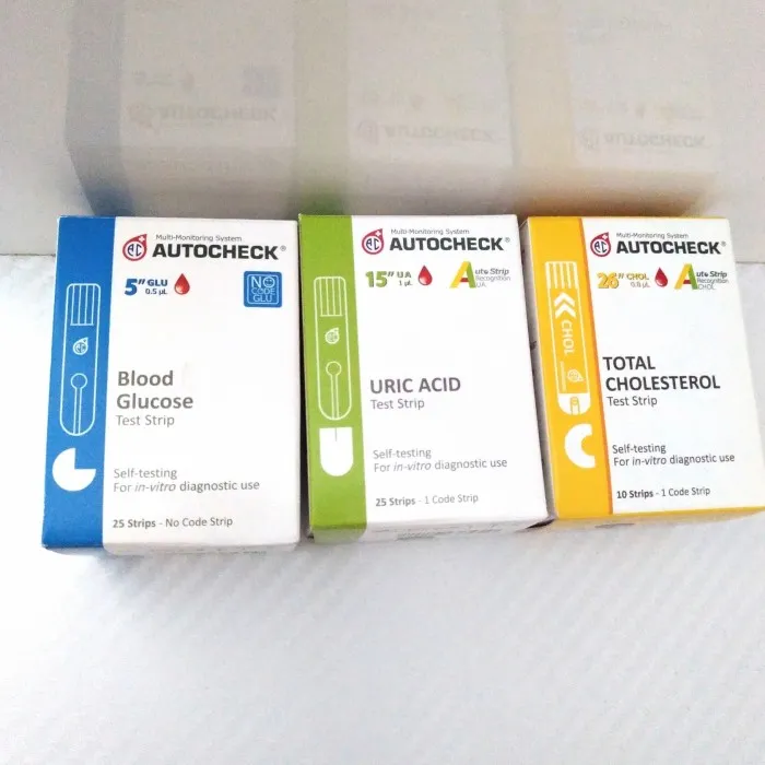 strip stik PER 1 BOX cek gula darah/ kolesterol cholesterol/ asam urat ...