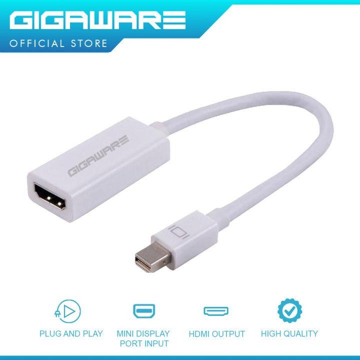 Gigaware Mini Display Port / Mini DP To HDMI Cable Adapter (White ...