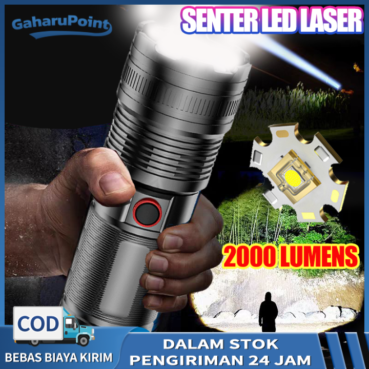 Senter ZOOM LED Super Terang 2000 lumens Waterproof/ SENTER LED LASER /SENTER CAS USB/SENTER LED ...