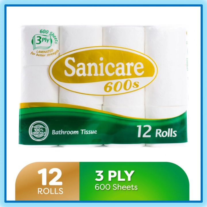Sanicare 3 Ply Bathroom Tissue 600 sheets (12 Rolls per pack) | Lazada PH