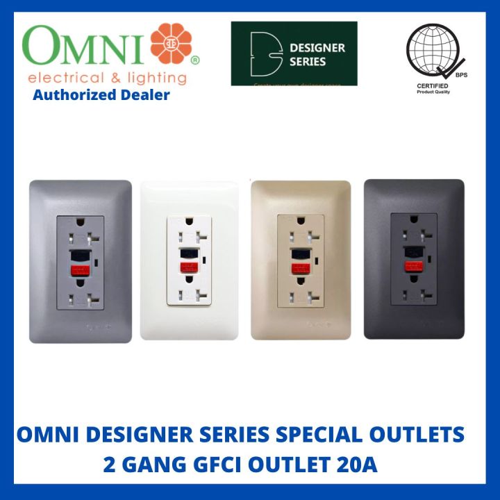 Omni Designer Series GFCI Outlet (Ivory, Titanium, Brass, Graphite ...
