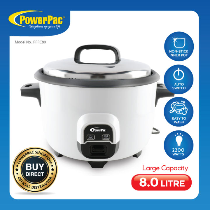PowerPac Rice Cooker, Commercial Rice Cooker, Big Rice Cooker 8.0L with ...