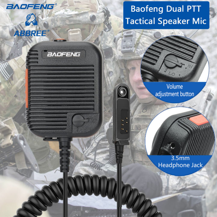 Baofeng Speaker Mic Shoulder Handheld Remote Dual PTT Volume Adjustable ...