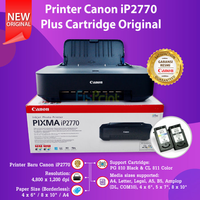 Mesin Printer Canon Pixma ip2770 IP 2770 with Cartridge PG810 810 CL811 811 Print Only | Lazada ...