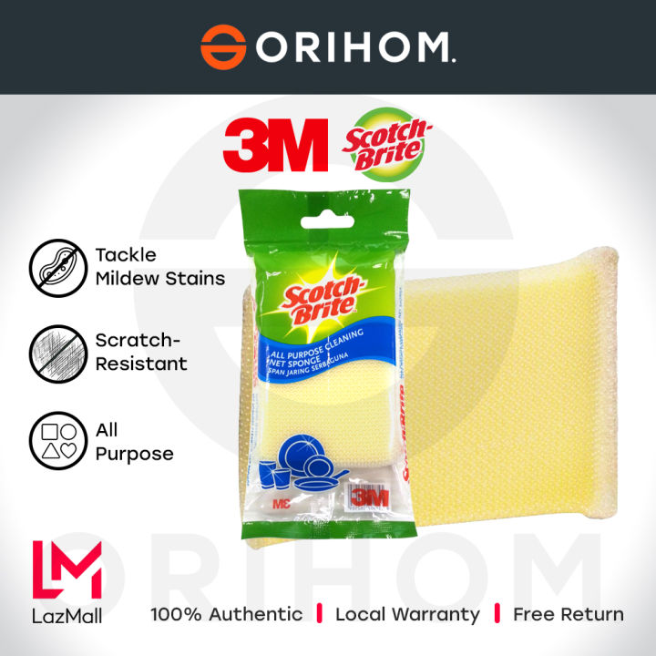3M SCOTCH-BRITE All Purpose Cleaning Net Sponge 1-Pcs Pack Non-Scratch ...