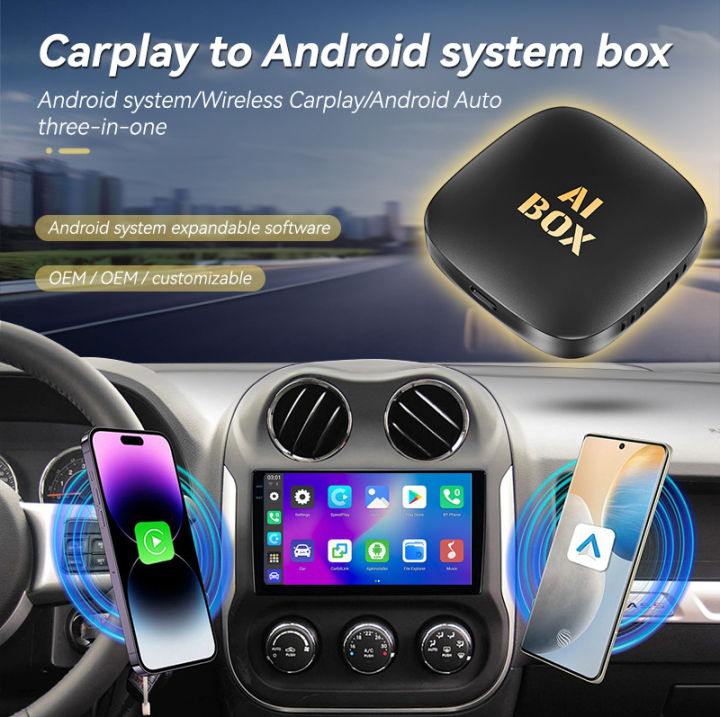 A11 Carplay Ai Box Wireless CarPlay Android Auto Adapter Android 13 Youtube Netflix Wifi Network ...