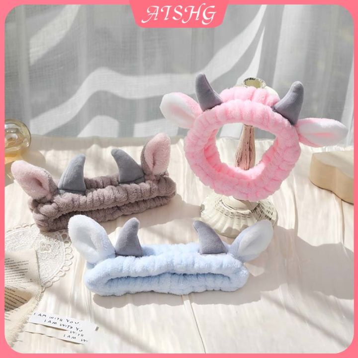 AISHGที่คาดผมทรงฮอร์นน่ารักสไตล์เกาหลี Ox Ears ที่คาดผมล้างหน้า ...