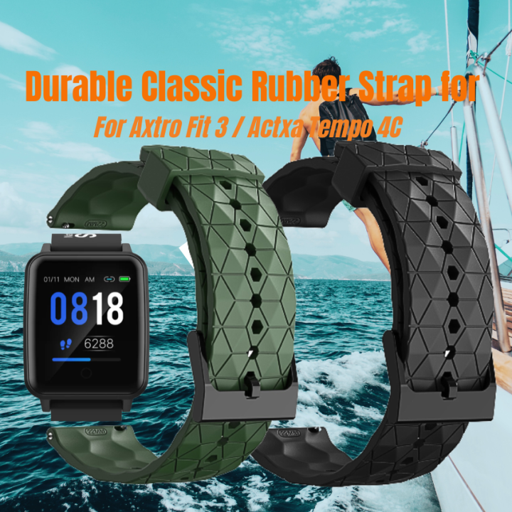 Axtro Fit 3 Strap Classic Silicone Clasp Watch Band for Actxa Tempo 4C ...
