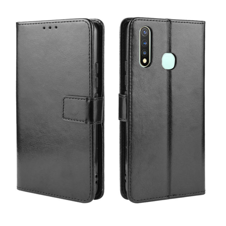 vivo Y19 Case PU Leather Wallet Flip Phone Hard Case vivoY19 Y19 ...