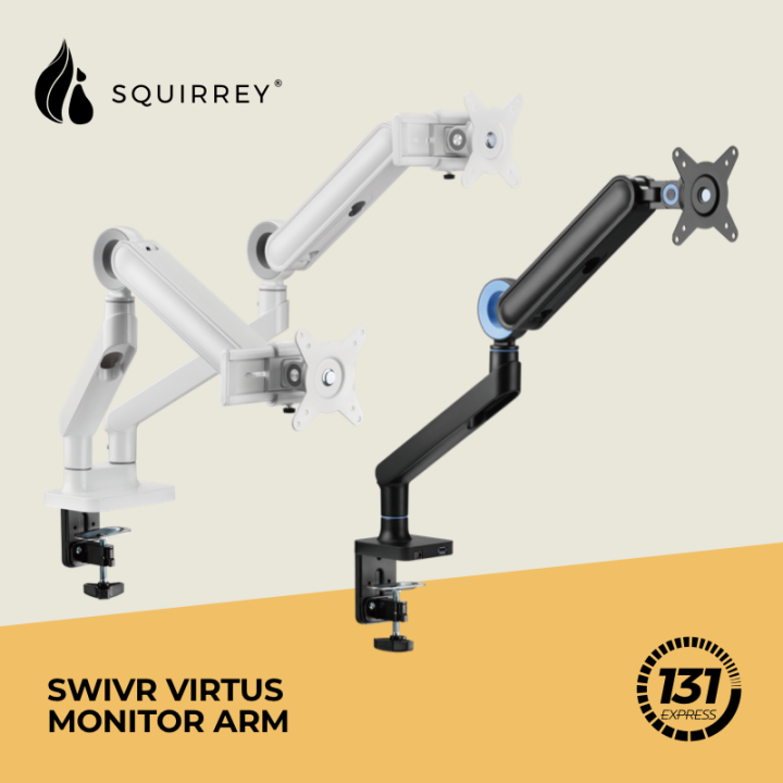 Squirrey Swivr Virtus Ergonomic Monitor Arm - 17-35", 10.5kg, Quick ...