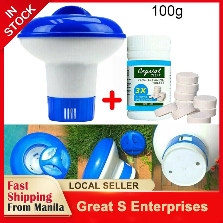 Swimming Pool Floating Chlorine Dispenser with Tablets Water ...