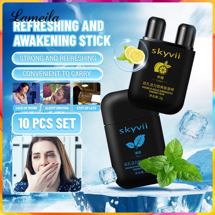LAMEILA 【10 Pcs】Skyvii Vitality Energy Stick Double Hole Refreshing ...