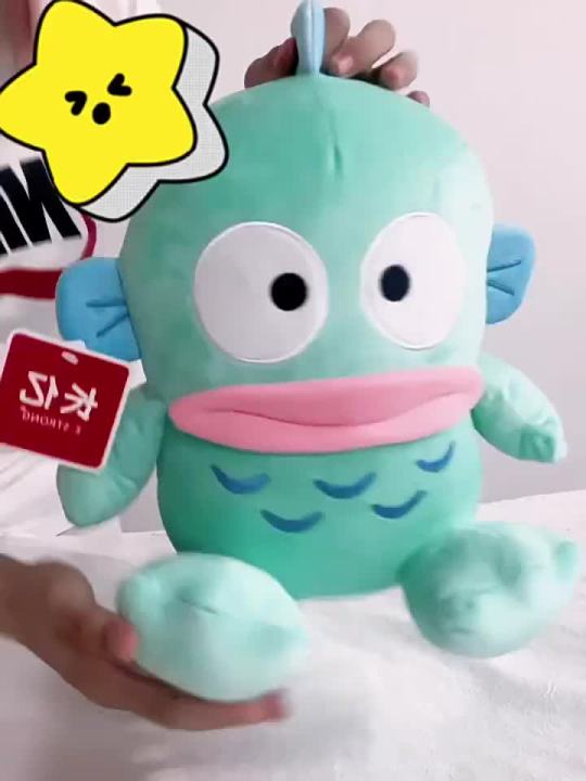 New Sanrio Hangyodon Plush Blue Fish Doll Cute Cartoon Anime Soft Plush ...