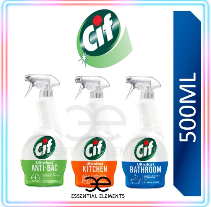 CIF Ultrafast Multi-Purpose Spray Antibacterial/Bathroom/Kitchen 500ml ...