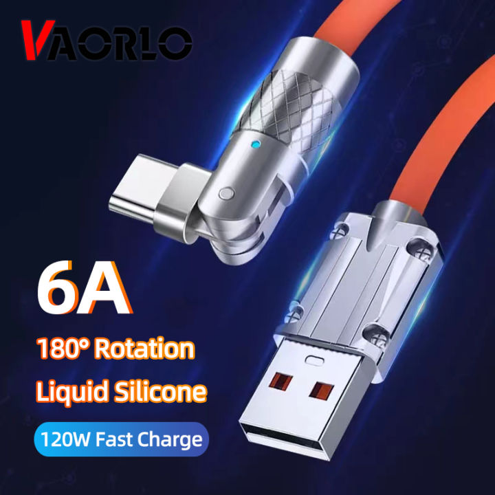 VAORLO Original 180 Degree Rotate Fast Charging Cable 6A Liquid ...