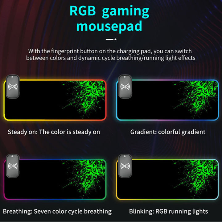 KingCrown Cloth Mouse Pad RGB Gaming 15W Wireless Charging Desk Mat ...