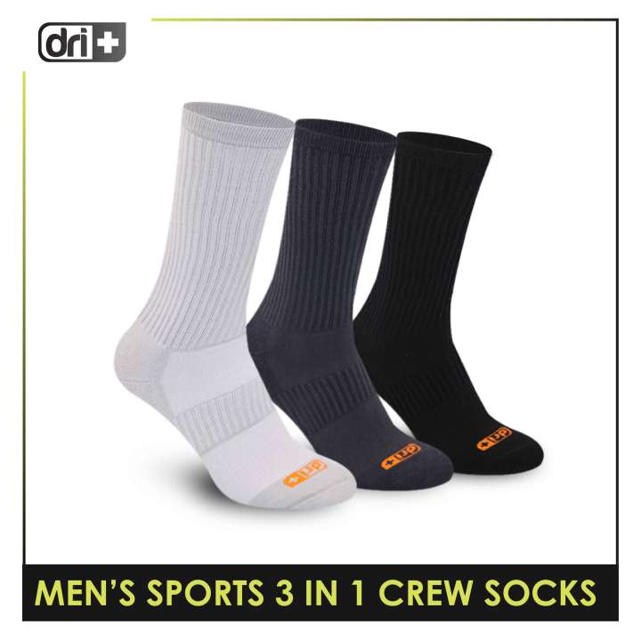 Dri Plus Men's Thick Cotton Sports Crew Length Socks 3 pairs in a pack ...