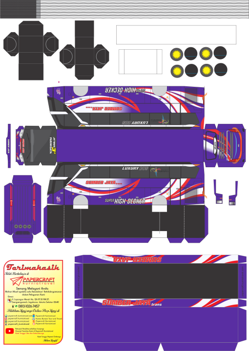 Pola Kertas Papercraft Bus Sumber Jaya Trans PENGIRIMAN RANDOM/ ACAK ...