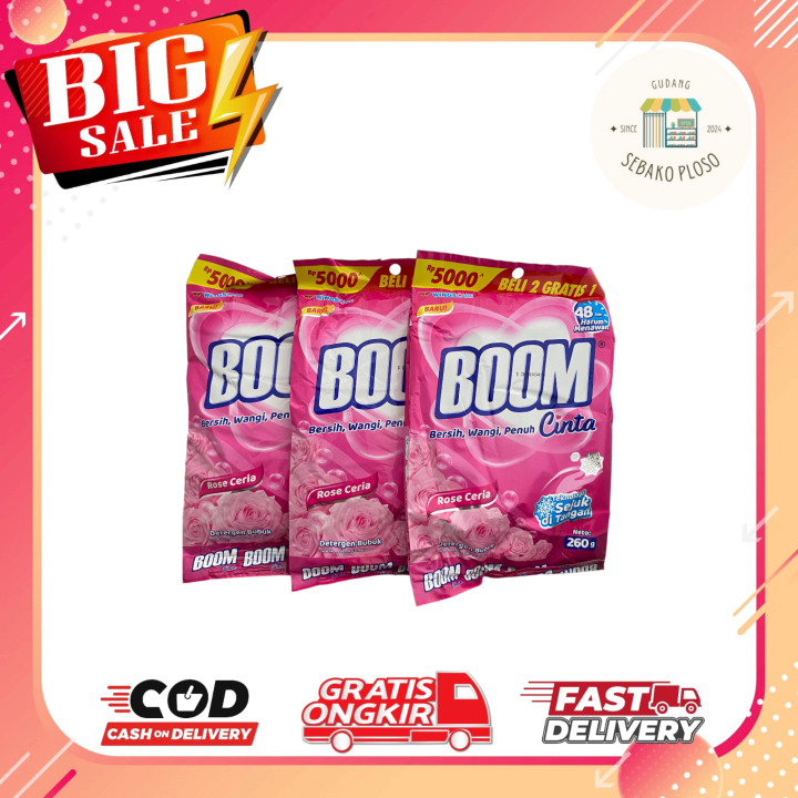 Paket Isi 3 Deterjen BOOM Bubuk 5000an Bersih, wangi Penuh Cinta 3 X ...