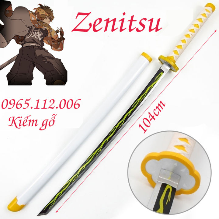 Kiếm gỗ Cosplay nhân vật Zenitsu trong Kimetsu no Yaiba bằng GỖ dài 1m ...