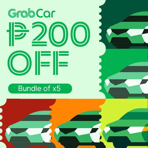 GrabCar Voucher - PHP 200 OFF | Valid for 5x Separate Bookings / Rides ...