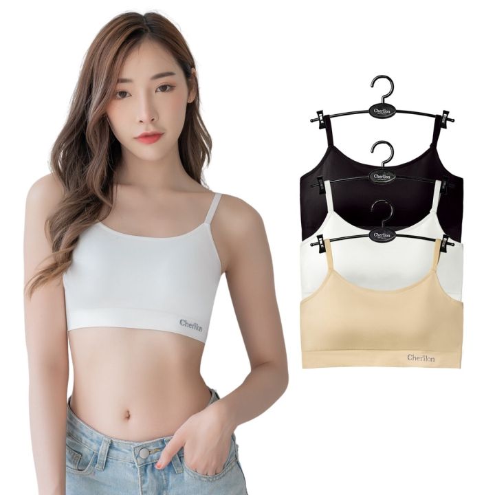 Cherilon Tee Bra เชอรีล่อน บราไร้โครง เสื้อใน บรา เสื้อครอป สายเดี่ยว เสื้อในดันทรง ฟองน้ำ ชิ้น ...