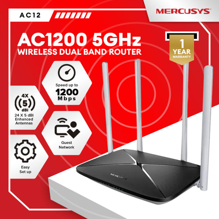 Mercusys Wifi Router AC12 | 2.4GHz 5GHZ Dual Band Gigabit Wi-Fi Router ...