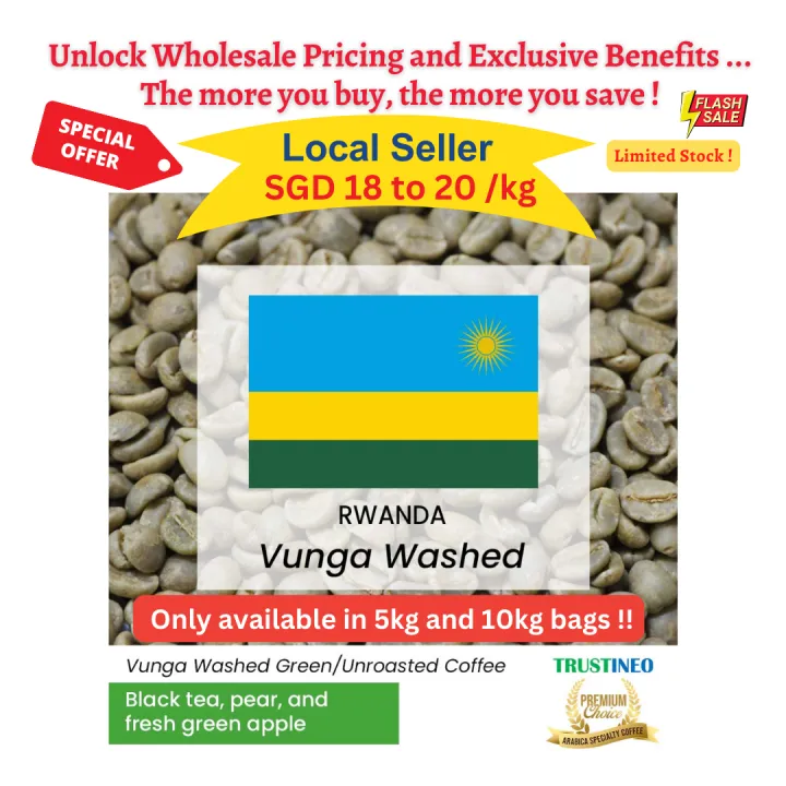 Arabica Green Coffee Beans Rwanda Vunga Fully Washed Specialty Grade by ...