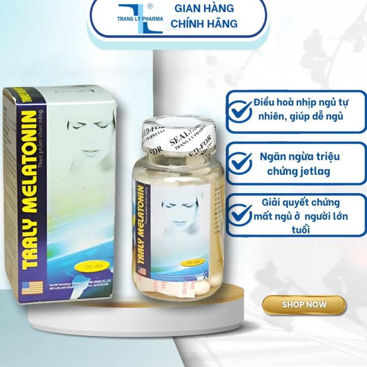 Viên uống Traly Melatonin điều hoà nhịp ngủ tự nhiên của cơ thể giúp dễ ...