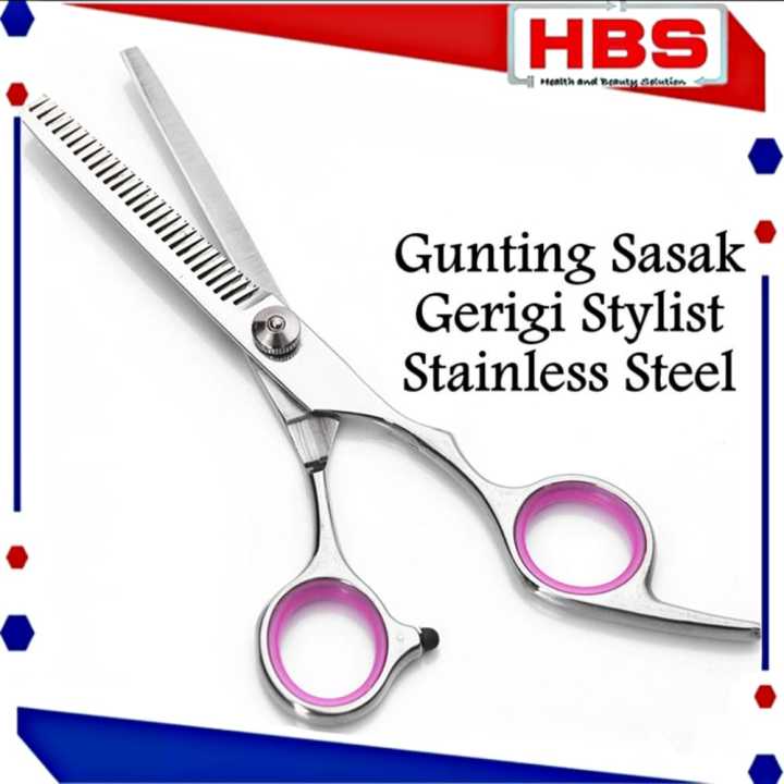 HBS Gunting Sasak Gerigi Stylish Potong Rambut Tajam Shaggy Stainless ...