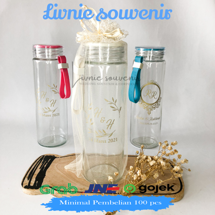 Souvenir Wedding 100 Pcs Tumbler / Botol Kaca Tutup Karet Bening Tanpa ...