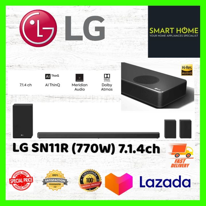 LG SN11R (770W) 7.1.4ch Hi-Res Dolby Atmos SoundBar with Meridian ...