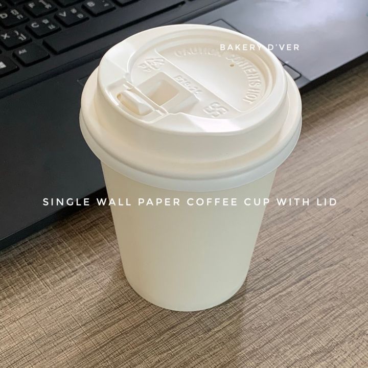 แก้วกาแฟร้อนกระดาษชั้นเดียวพร้อมฝา แก้ว แก้วกาแฟ ขนาด 8oz และ 12oz แพ