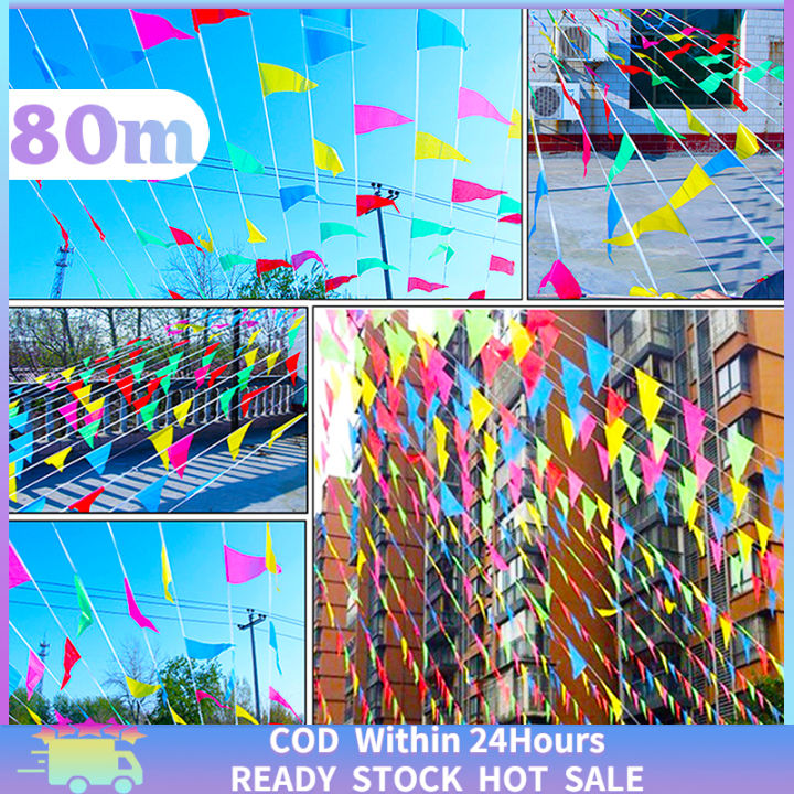 [Fast Delivery] 80meter Fiesta Flag Multicolor Bunting Flags Birthday ...