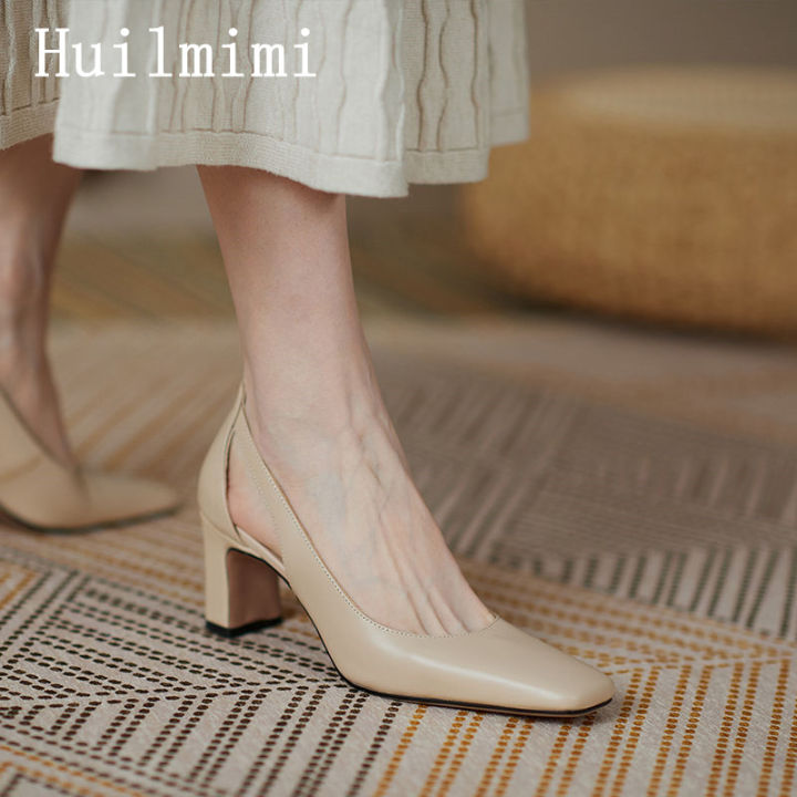 Huilm, Women's High Heel Heel 6cm High 2024 Spring New Genuine Leather ...