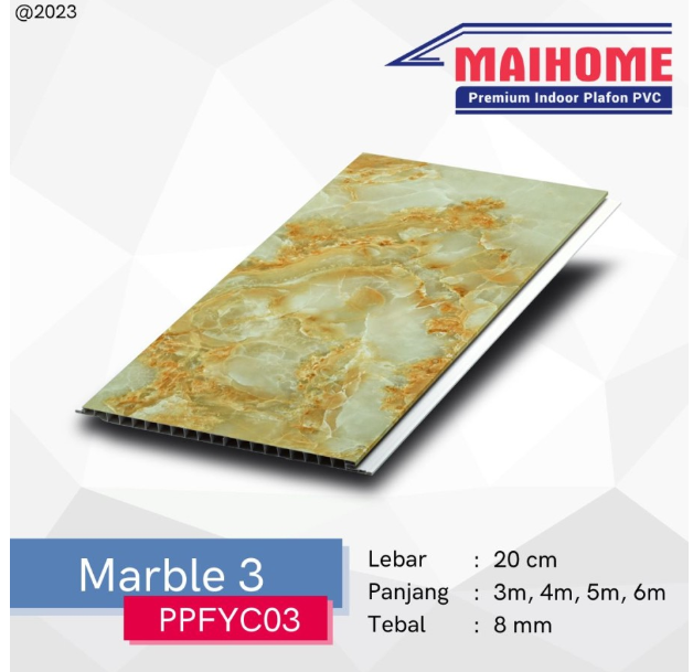 Plafon PVC Merk Maihome Motif Marmer Marble 3 Ukuran 400cm x 20cm ...
