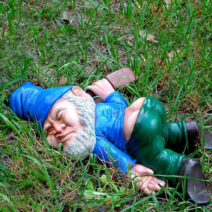 Sunsing Garden Gnome Dwarf รูปปั้นการตกแต่งกลางแจ้ง Desktop Home Lawn ...