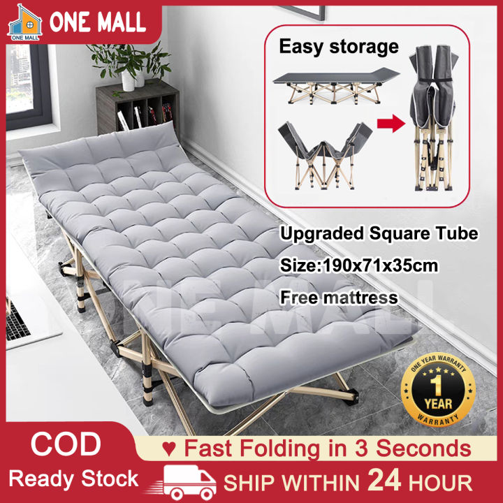 Portable Folding bed with pillow and foam heavy duty simple office nap ...