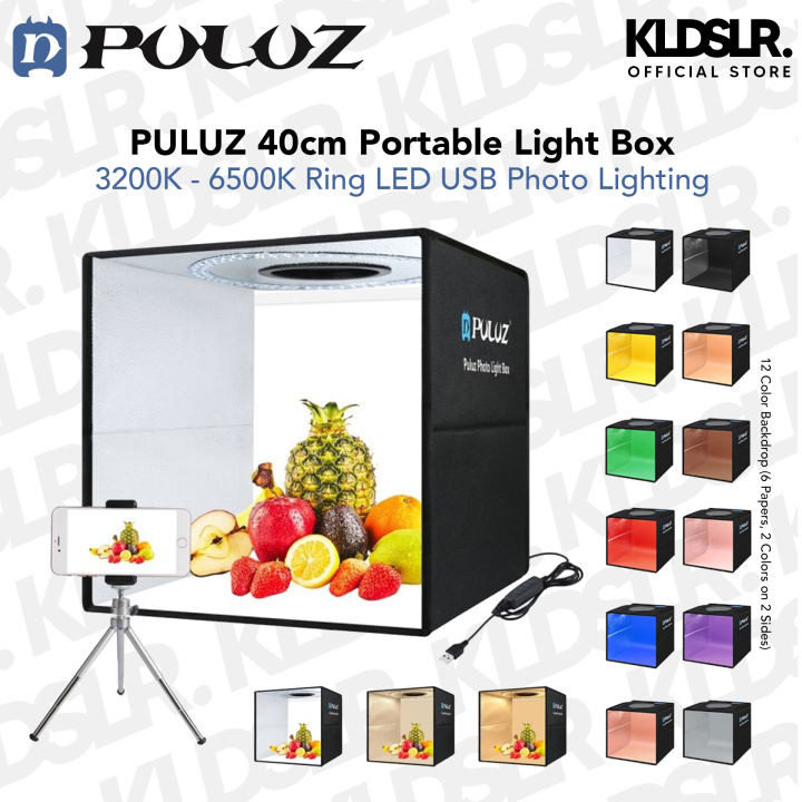 Puluz 25cm / 30cm / 40cm LED Product Case Lightbox Folding Mini Photo ...