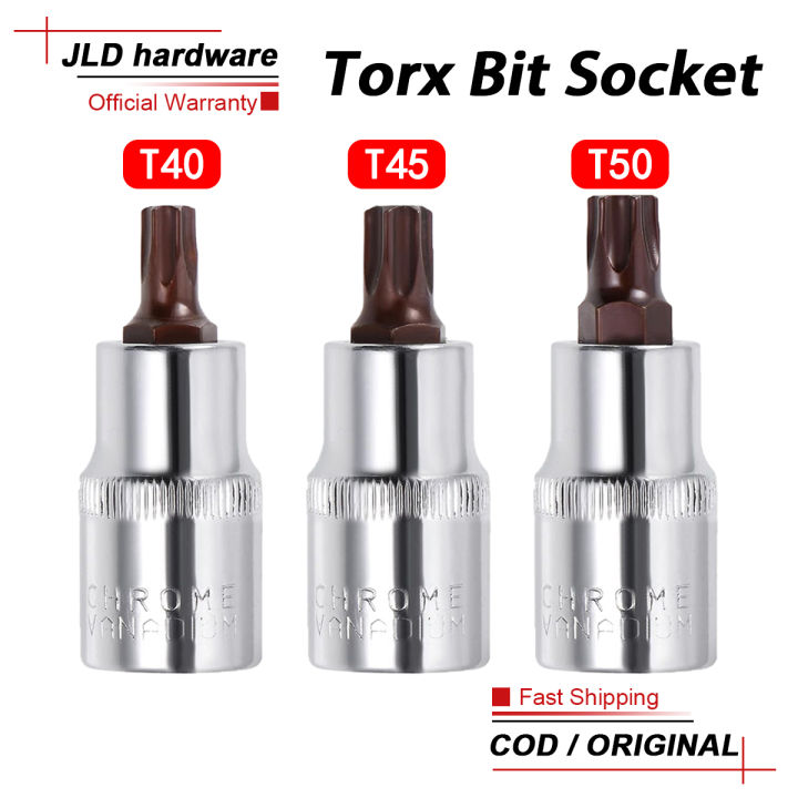 JLD Torx Bit Socket T40 T45 T50 1/4" Hex Torx Screwdriver S2 Steel Heat ...