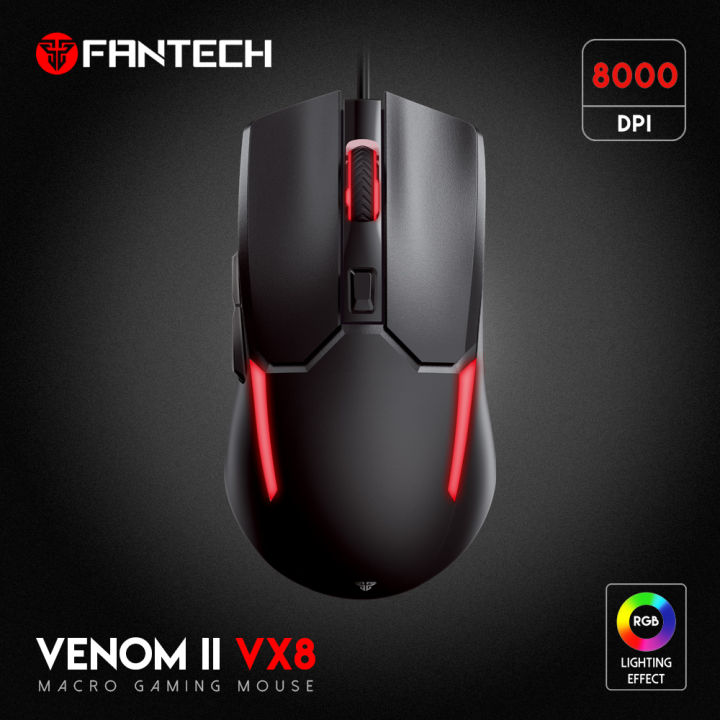Fantech Venom II VX8 Macro Gaming Mouse with RGB Lighting Effect and 6D Macro Function ...